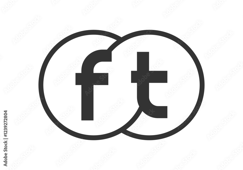 FT business company emblem with outline rounds and letters f t. Logo ...