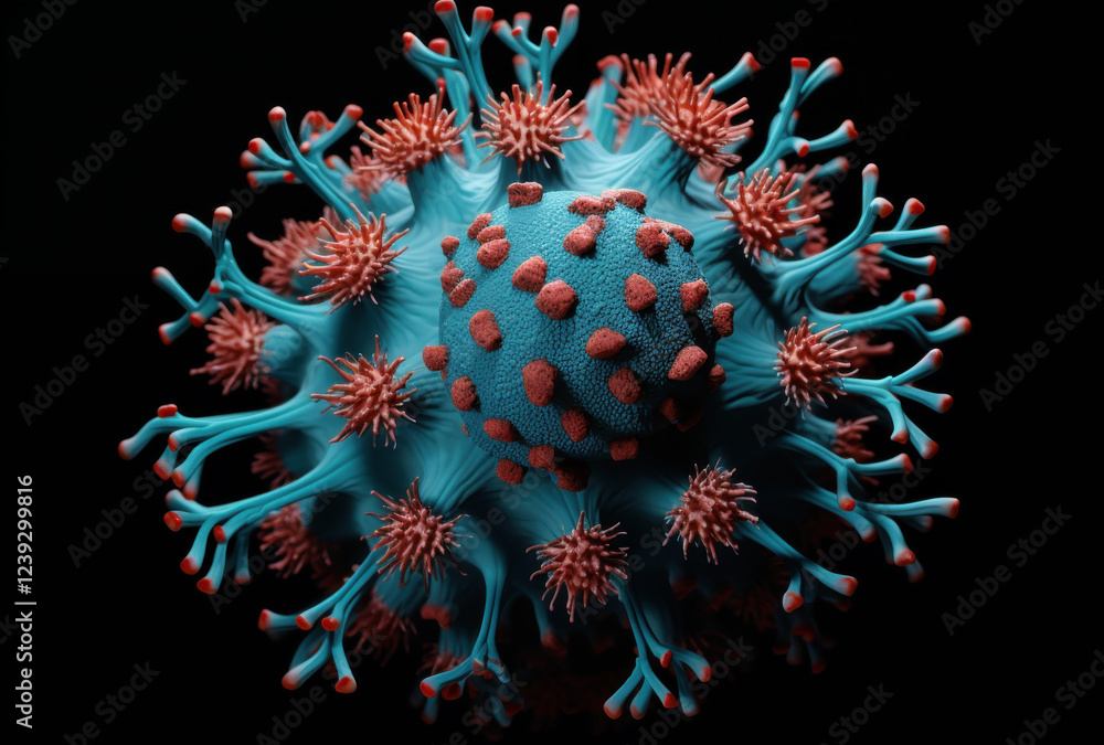 This depicts detailed representation of virus, showcasing its structure ...