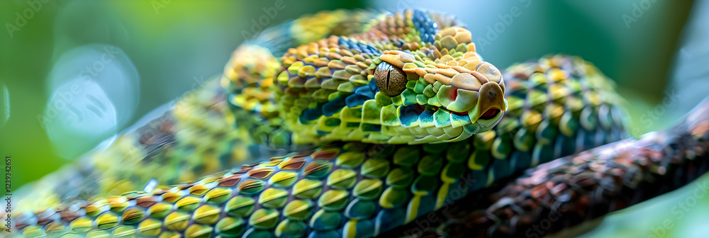 Alert Pit Viper in the Verdant Tropical Forest - A Glimpse into the ...