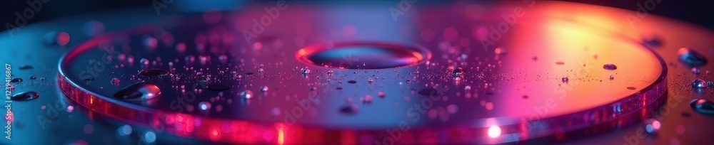 Highly polished silicon wafer surface close-up, microcircuitry ...