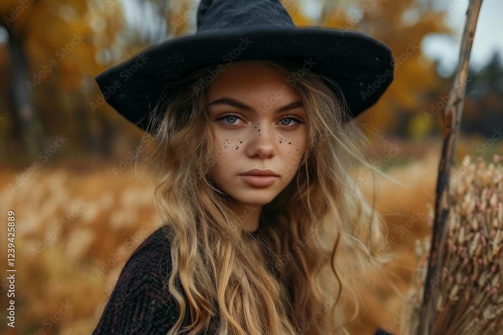 Generative AI portrait of mysterious Salem witch with captivating dark ...