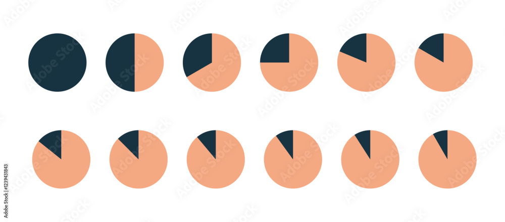 Circle percentage diagrams for infographics. Segment slice circle set ...