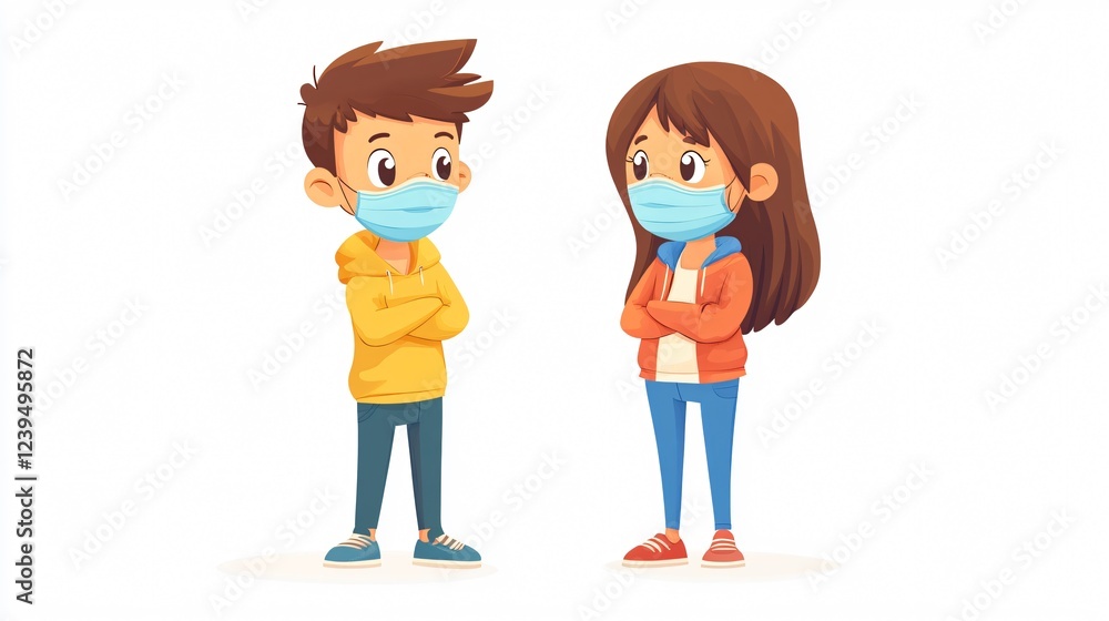 Cartoon Illustration Depicting the Negative Impacts of Excessive Social ...