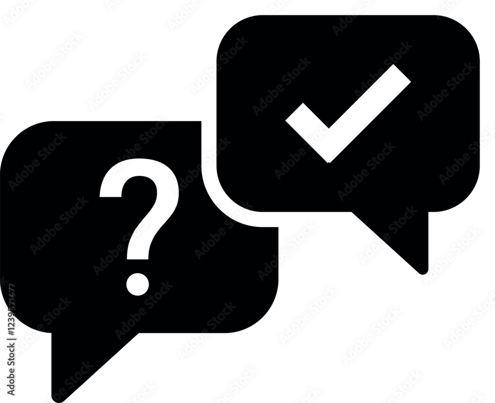 question mark icon in speech bubble with check mark tick icon symbol ...