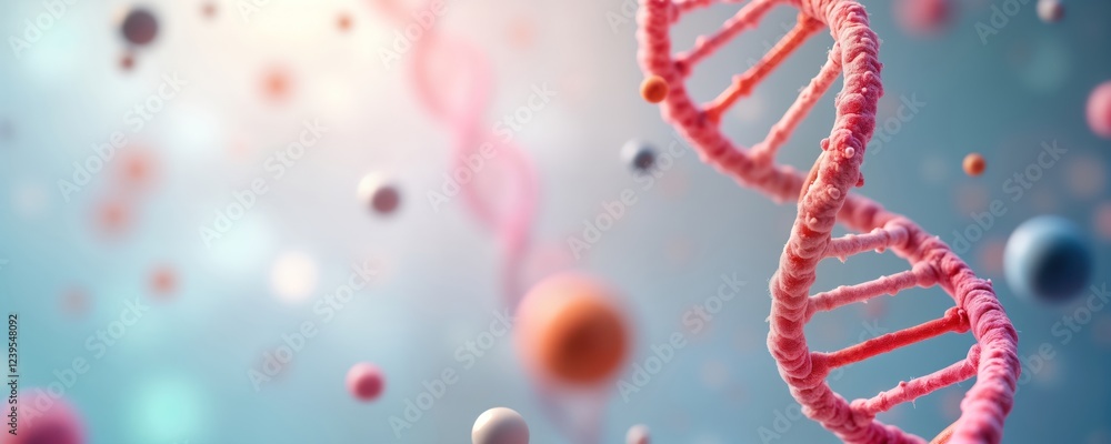 Molecular biology illustration shows DNA structure. 3D rendering of DNA ...