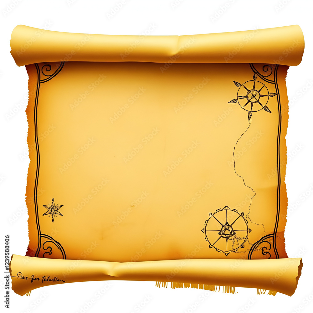 Foto de Stock treasure map, paper scroll template, isolated, extracted ...