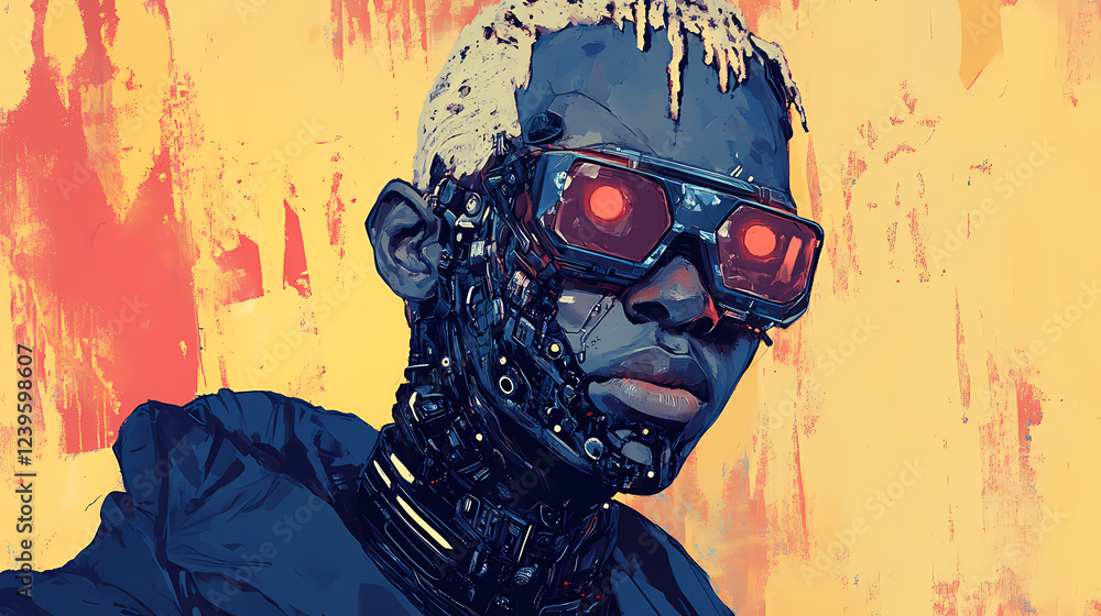 Cybernetically enhanced gang member in a biopunk setting, blending ...