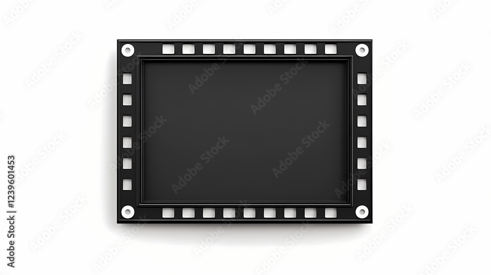 "an old black cinematic frame set against a white background ...
