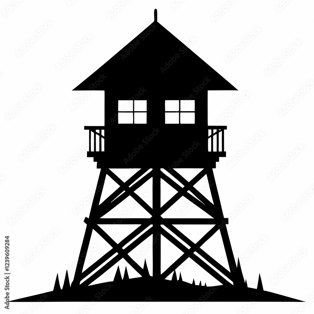 Majestic Black Watchtower Silhouette: A Symbol of Strength and ...