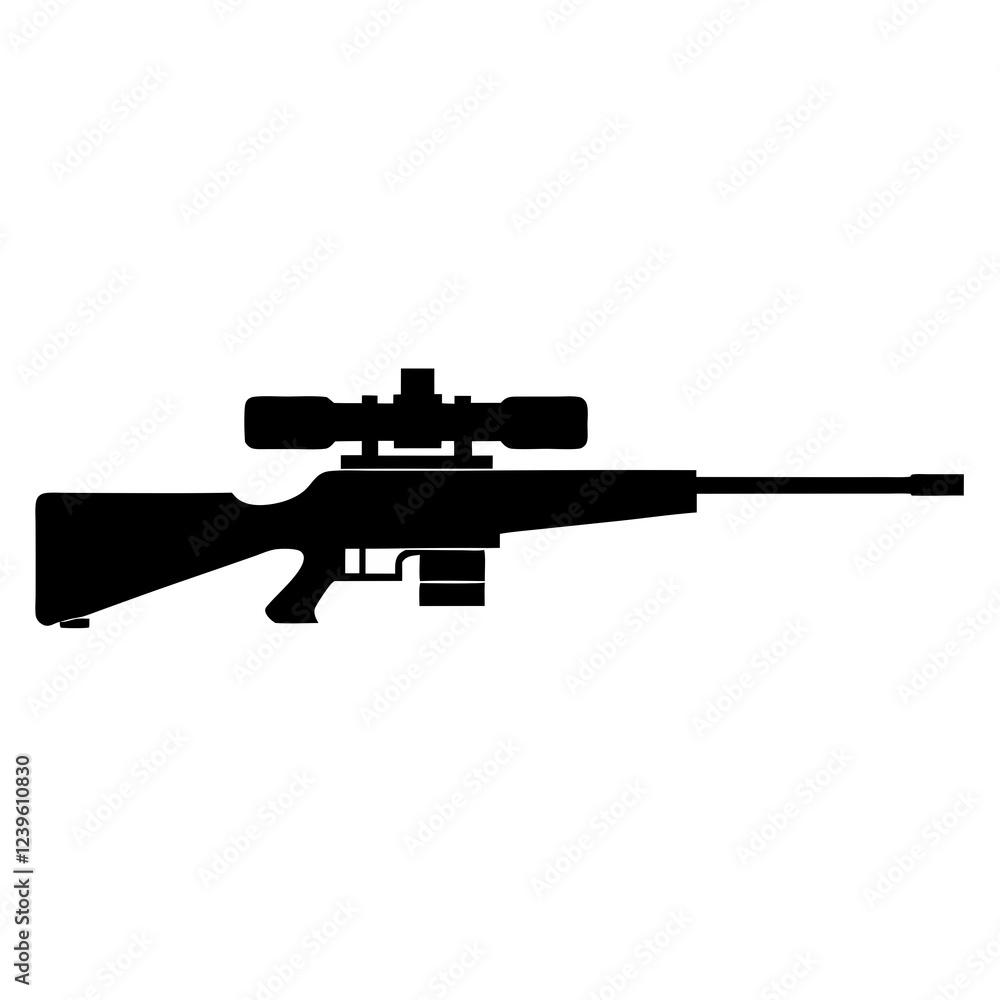 Stealth Sniper: Silhouette of a Rifle with Scope - Tactical Precision ...