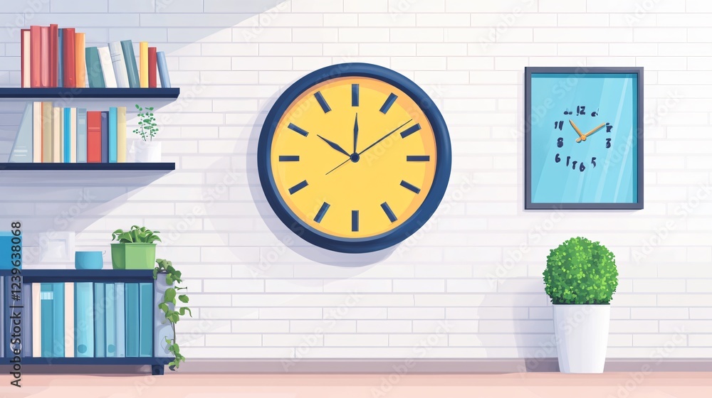 Humorous Cartoon Illustration of Wall Clock Character as Veteran with ...