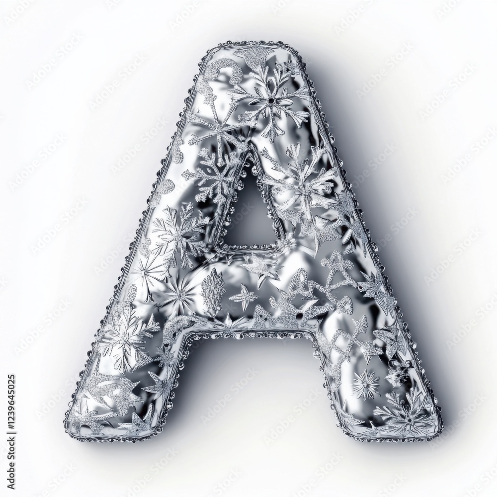 3D-rendered image of the letter "A" designed in a metallic style with a ...