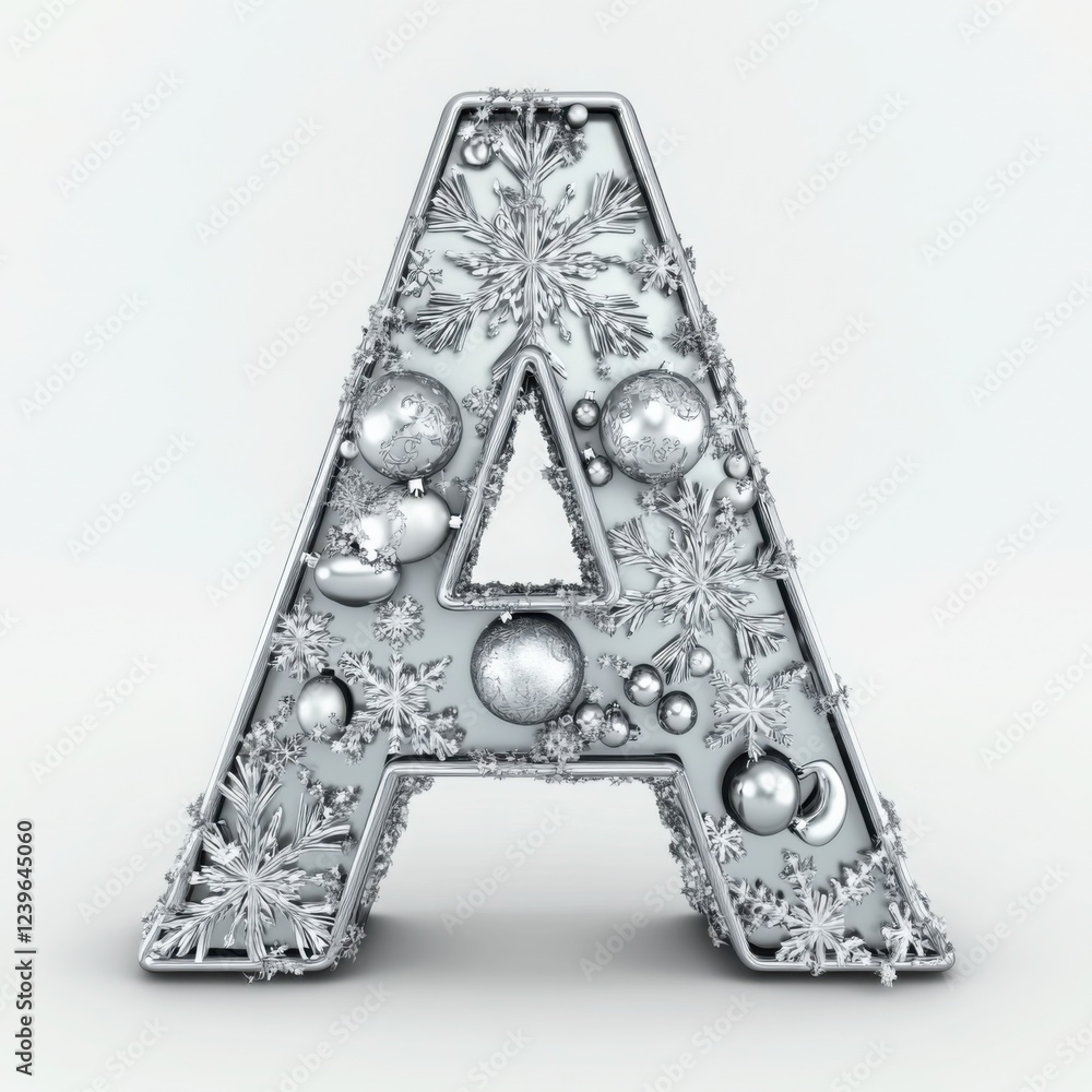 3D-rendered image of the letter "A" designed in a metallic style with a ...