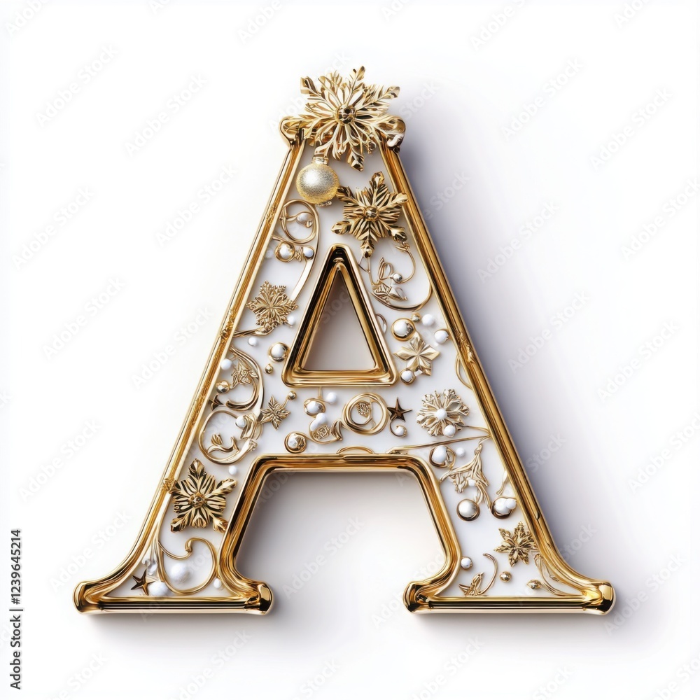 3D-rendered image of the letter "A" designed in a metallic style with a ...