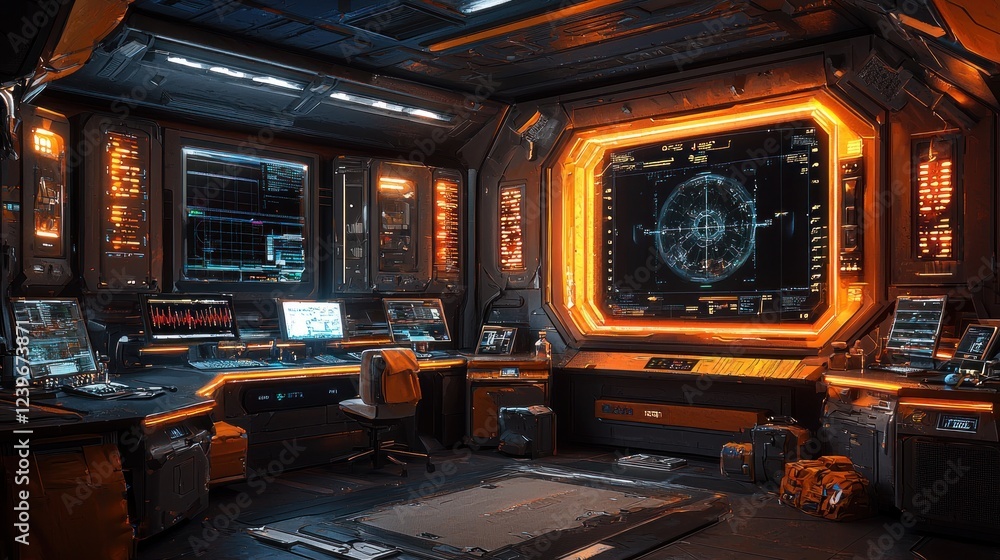 Futuristic Spaceship Bridge Command Center: A Digital Cockpit of ...