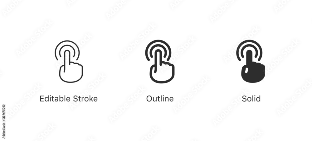 Hand click icon set vector pointer sign, hand cursor icon . Clicking ...