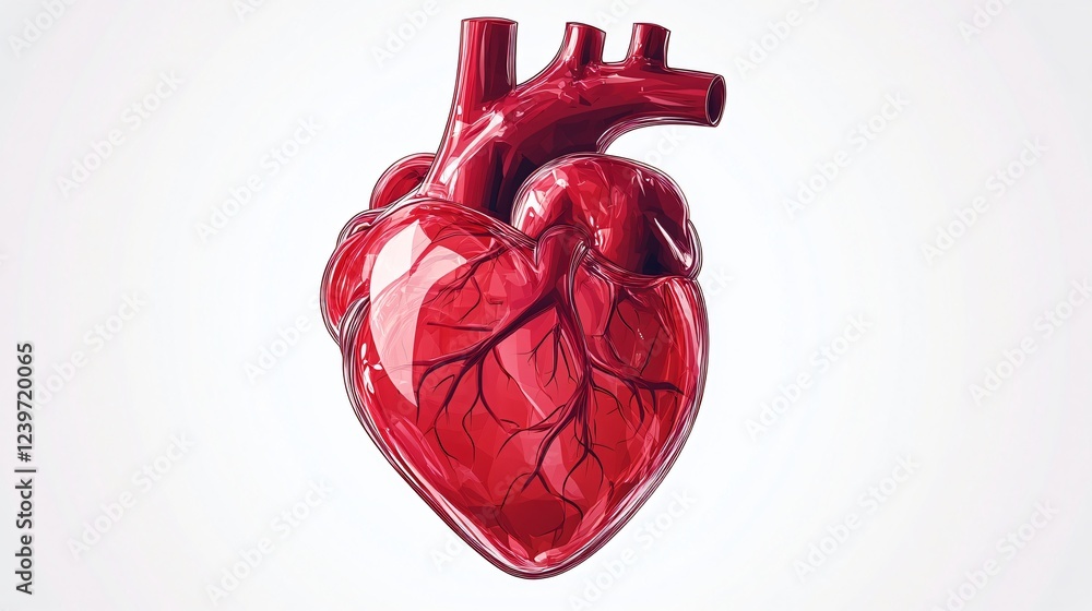 Human Heart Translucent PNG with Blood Vessels, Veins, and Arteries ...