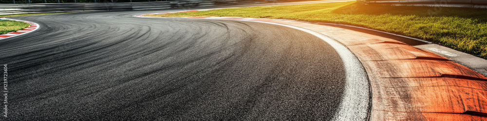 Motor racing track. A sleek, curving motor racing track with smooth ...