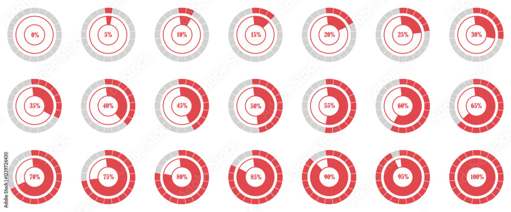 Set of circle percentage diagrams from 0 to 100 for web design ...