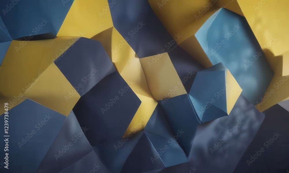 Geometric shape background with blue and yellow gradient colors, design ...