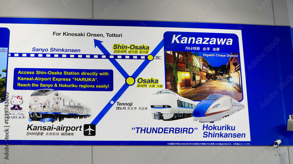 JR Ticket office and their route map from Kansai Airport , Osaka, Japan ...