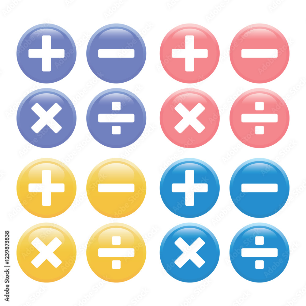 Vector illustration of addition, subtraction, multiplication and ...