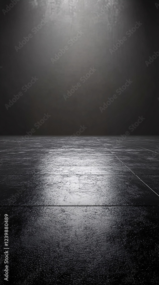 Concrete Spotlight: A single spotlight illuminates a dark concrete ...