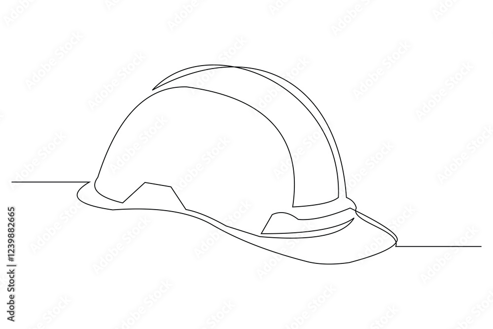 Continuous single line sketch drawing safety helmet hardhat engineer ...