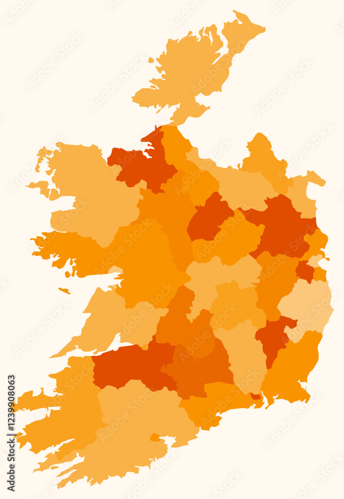 Vector de Stock Map of Ireland with regions. Just a simple country ...