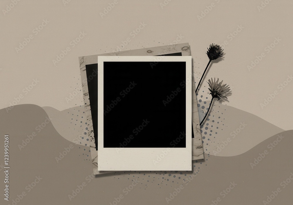 Vintage Aesthetic Polaroid Frame Illustration with Floral Accents ...