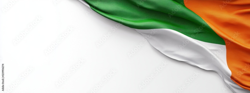 Ireland Flag Draped Elegantly on White Background: A Symbol of Irish ...