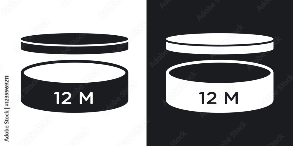Period after opening 12m Icons vectors set for web designs in black ...