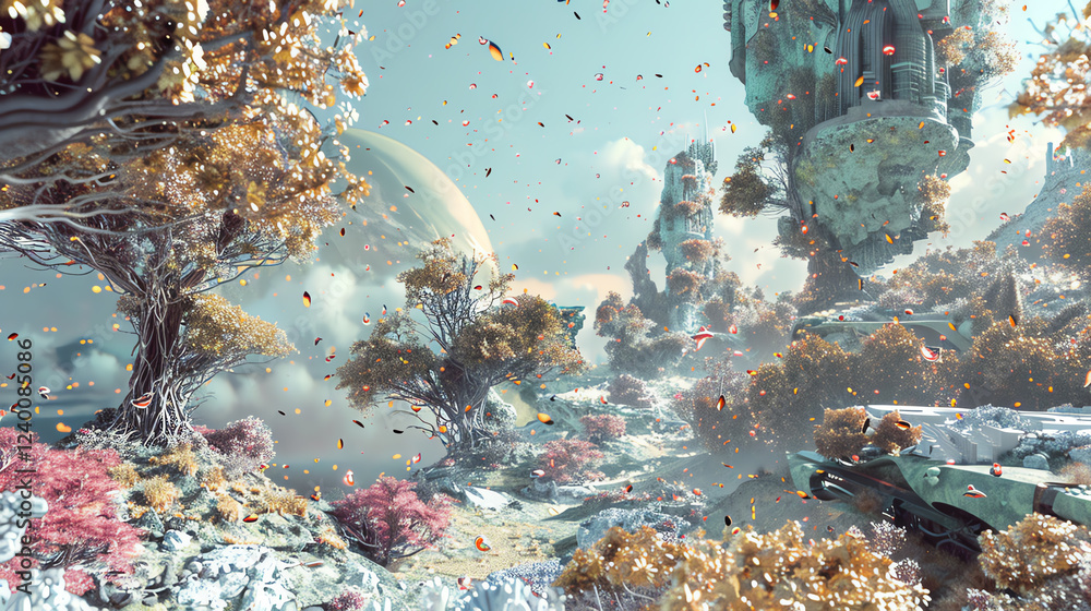 Explore a side view of futuristic technologies intertwining with ...