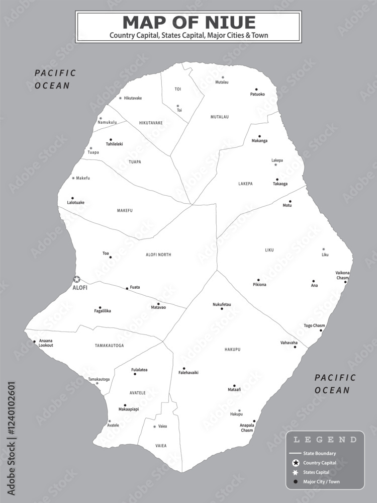 Australian Countries Geography Political map. Political map of country ...