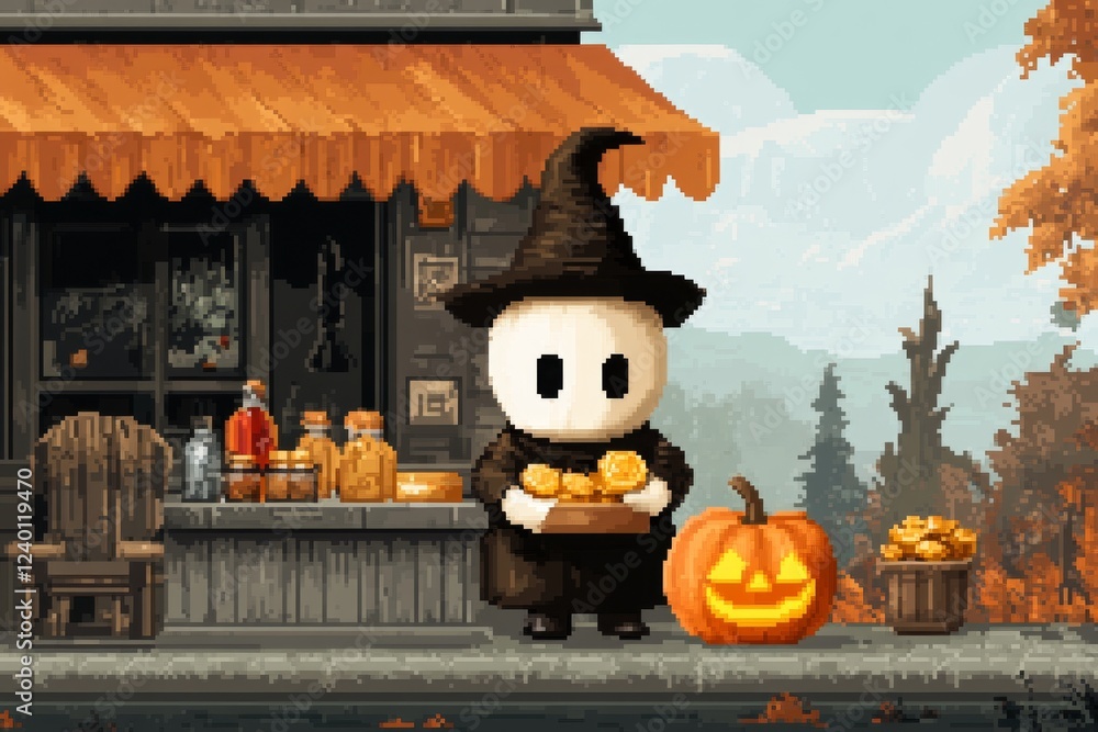 A pixel art character checking their inventory in a retro-style game ...