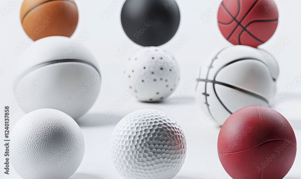 Various types of balls stacked together Stock Photo | Adobe Stock