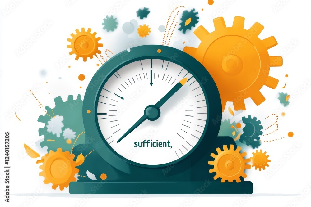 A sleek depiction of a gas gauge needle pointing to "sufficient," with ...