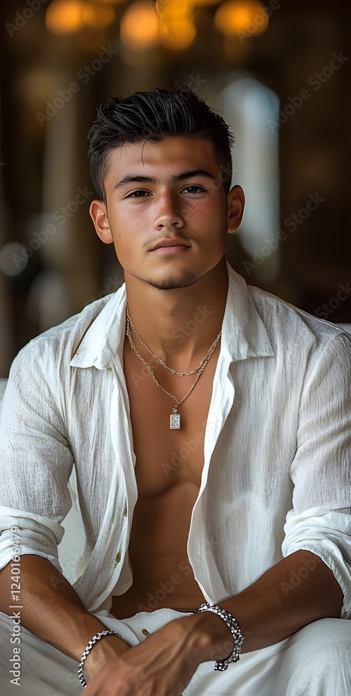 a high school senior Latin male student, smirking, muscles popping,on ...