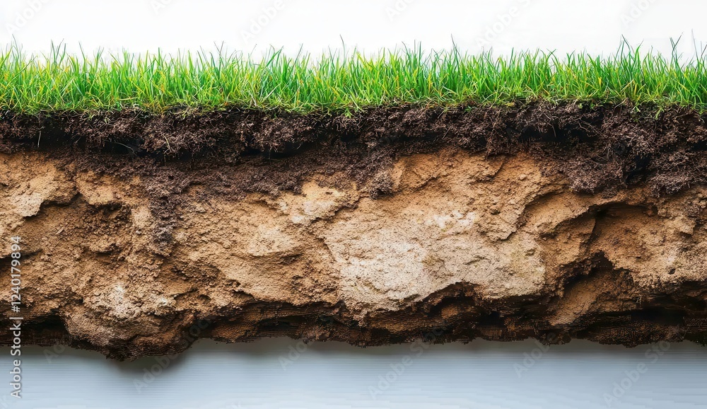 Cross section of soil layers showing topsoil, subsoil, and bedrock ...