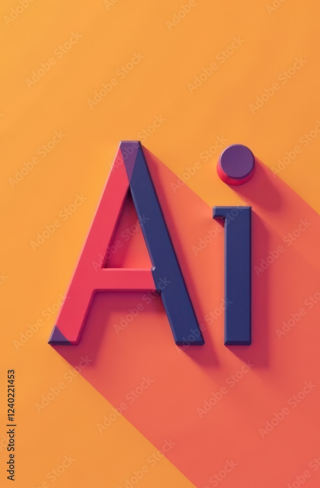 3d letters ai casting a shadow on orange background representing ...