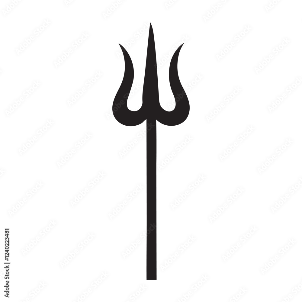 Hindu God Shiva's Trishul Symbol Black Silhouette Vector Illustration ...