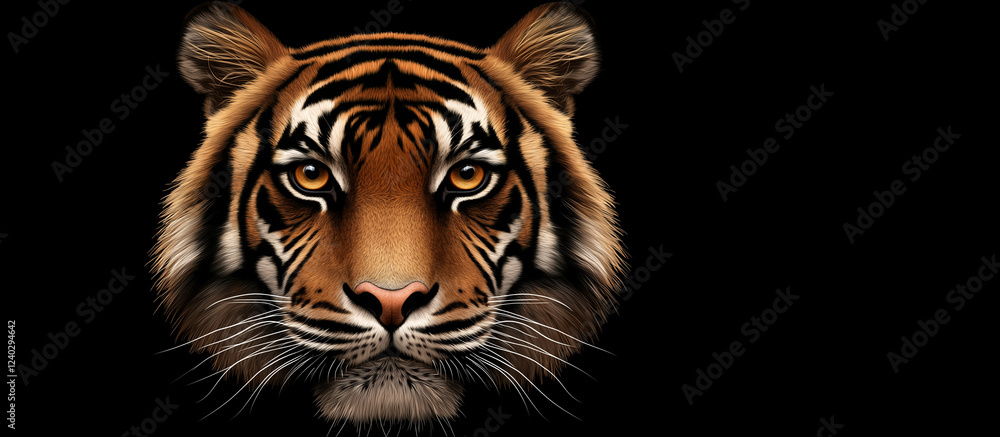 Photo Stock What does the face and head of a Sumatran tiger look like ...