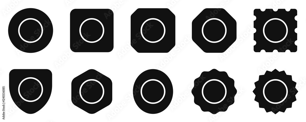 Editable vector record button icon. Black, transparent white background ...