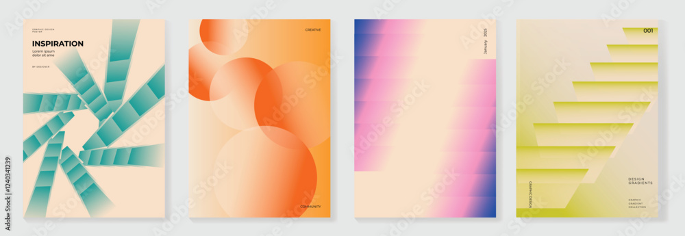 Modern gradient poster background vector set. Minimalist cover template ...