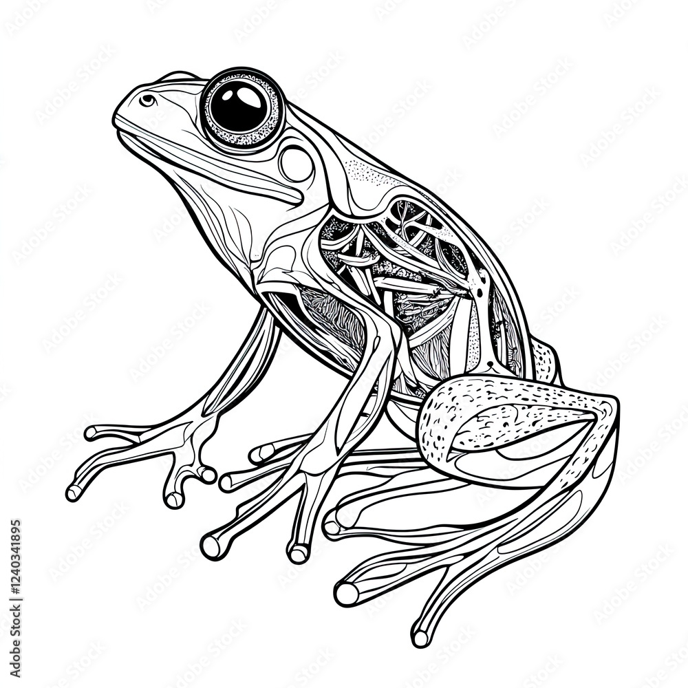 Frog Anatomy Labeled Diagram Educational Coloring Book Page for Kids ...