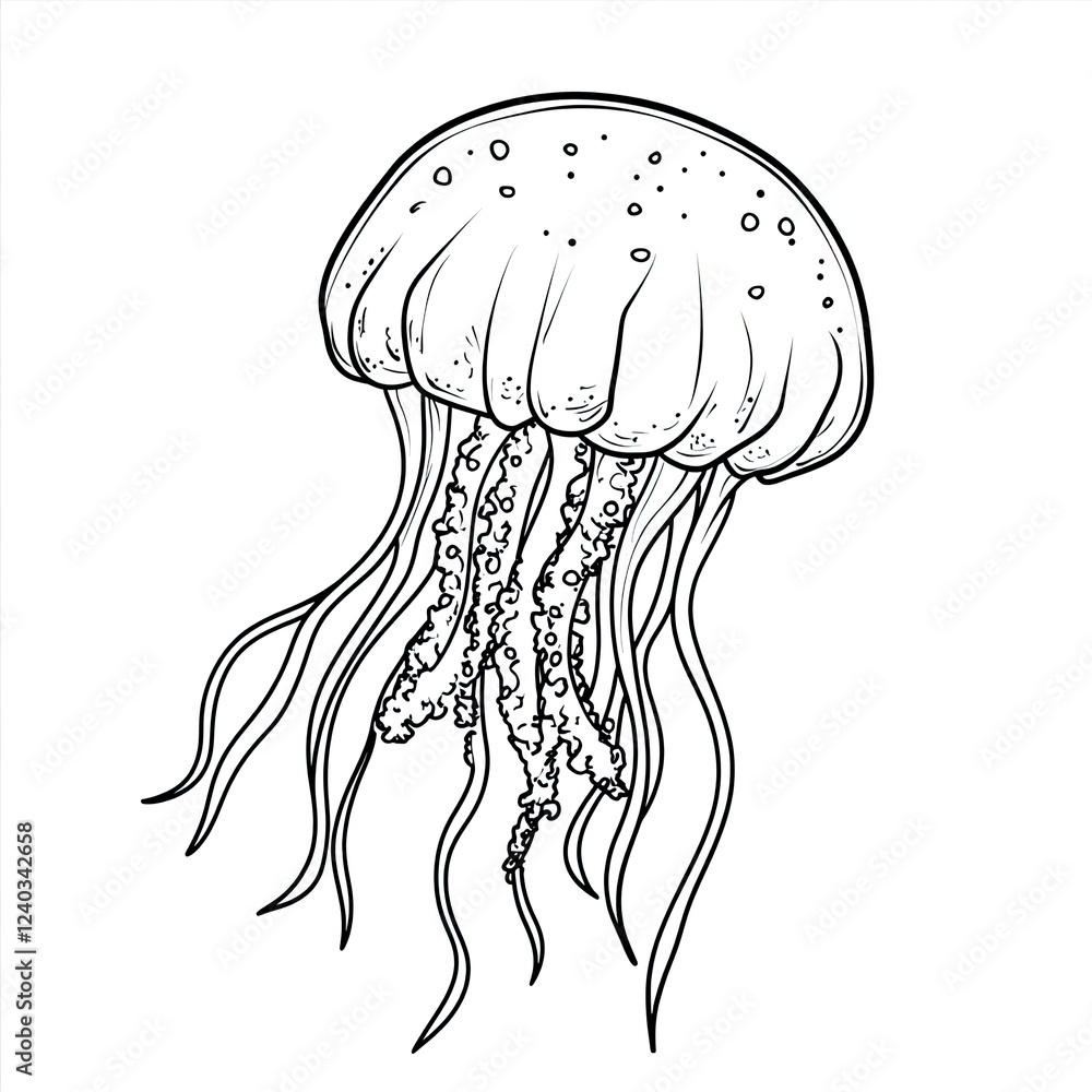 Jellyfish Anatomy Labeled Diagram for Marine Coloring Book Stock ...