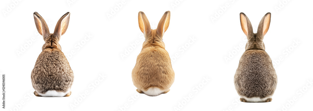 Rabbit back view set isolated on transparent background. PNG. Generated ...