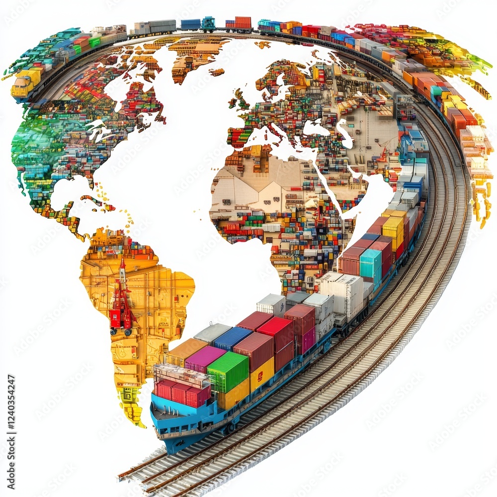 Stock-Illustration „Train Transporting Colorful Shipping Containers ...