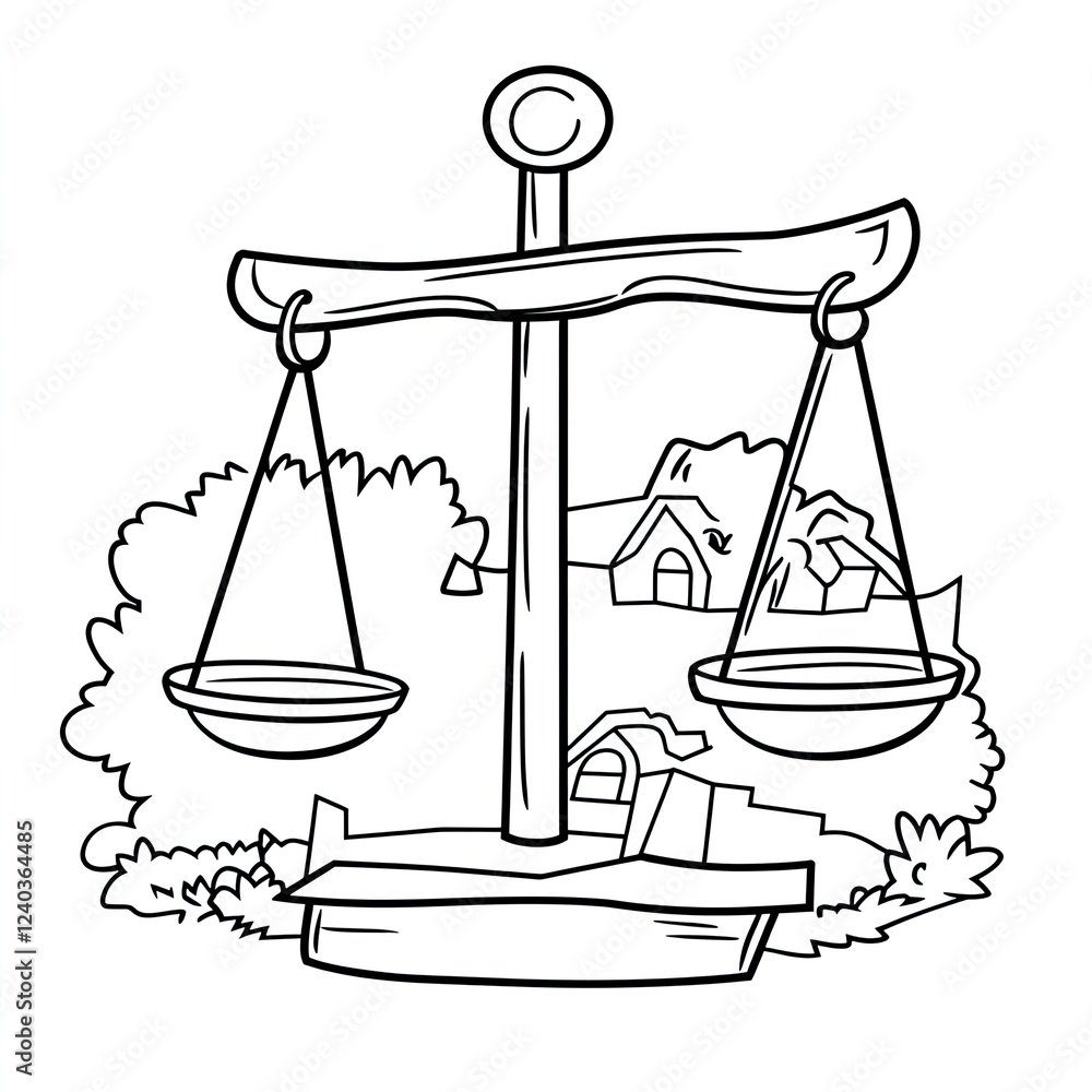Simple Balance Scale Coloring Page Educational and Fun Activity for ...