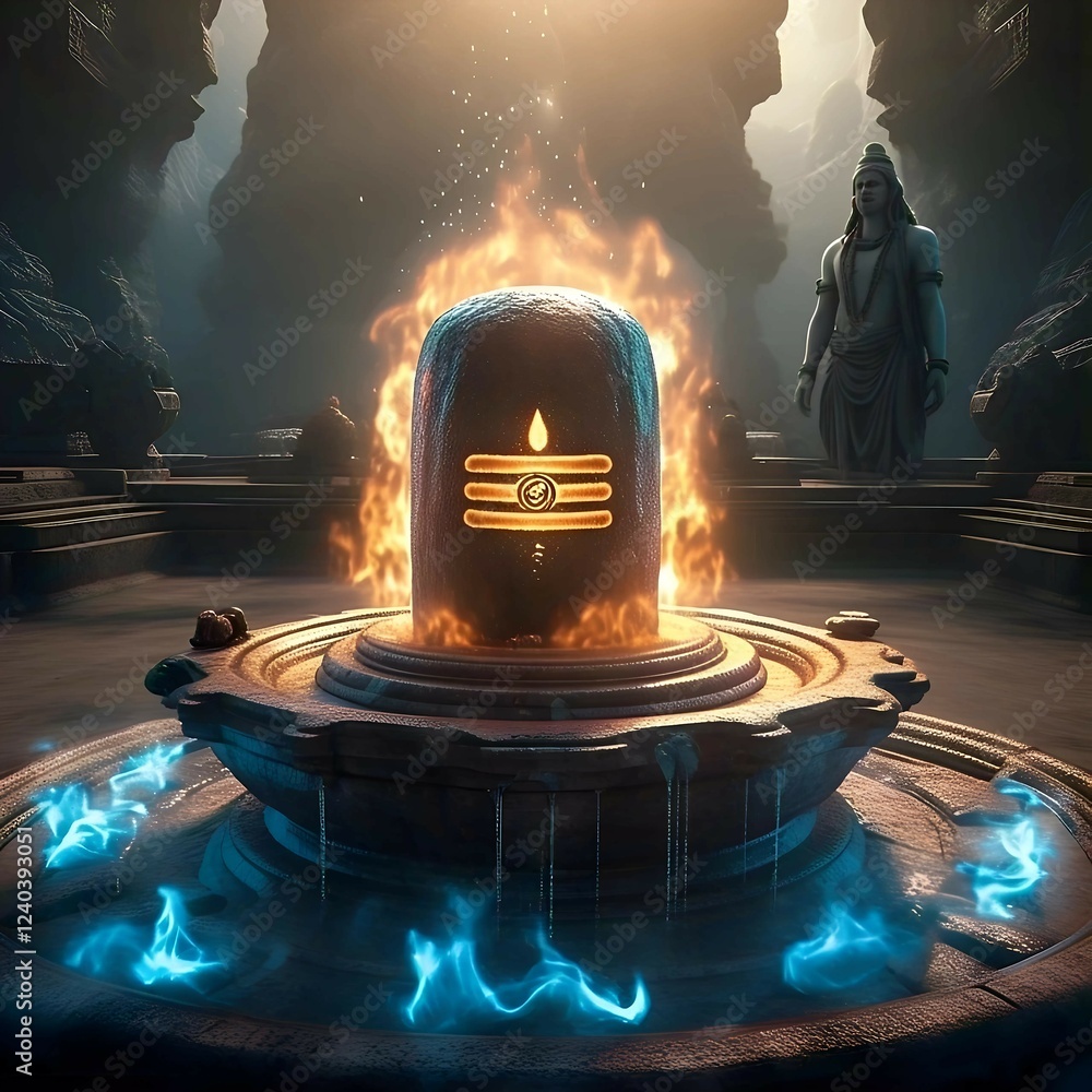 Lord Shiva Mahadev Bholenath Shankar Neelkanth Adiyogi Worshipping Shivling and Performing Puja ...